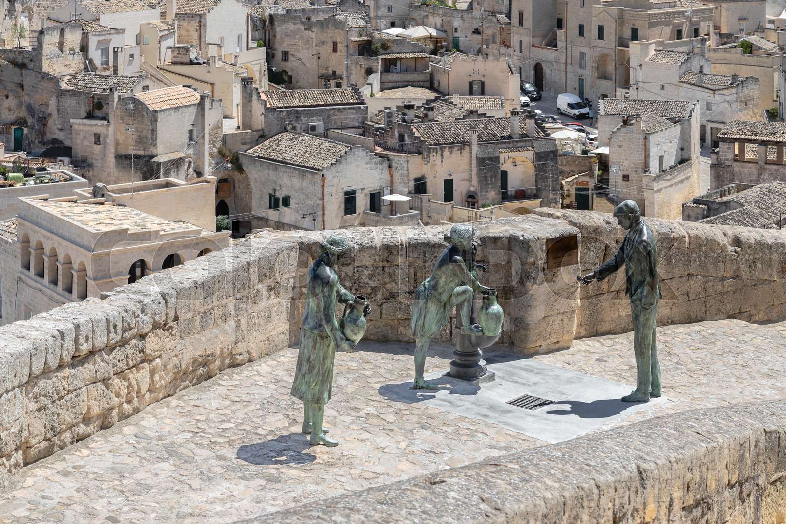 The Amarsi Nei Sassi fountain of love on Via San Giacomo in Matera in ...