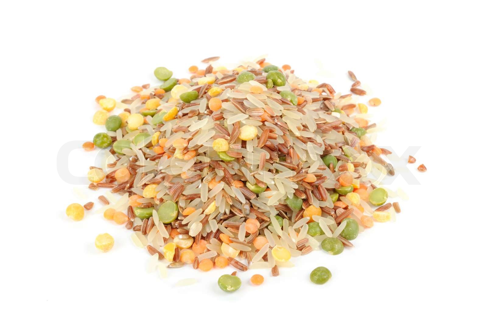 Pile of Rice and Legume Mix Isolated on White Background | Stock image ...