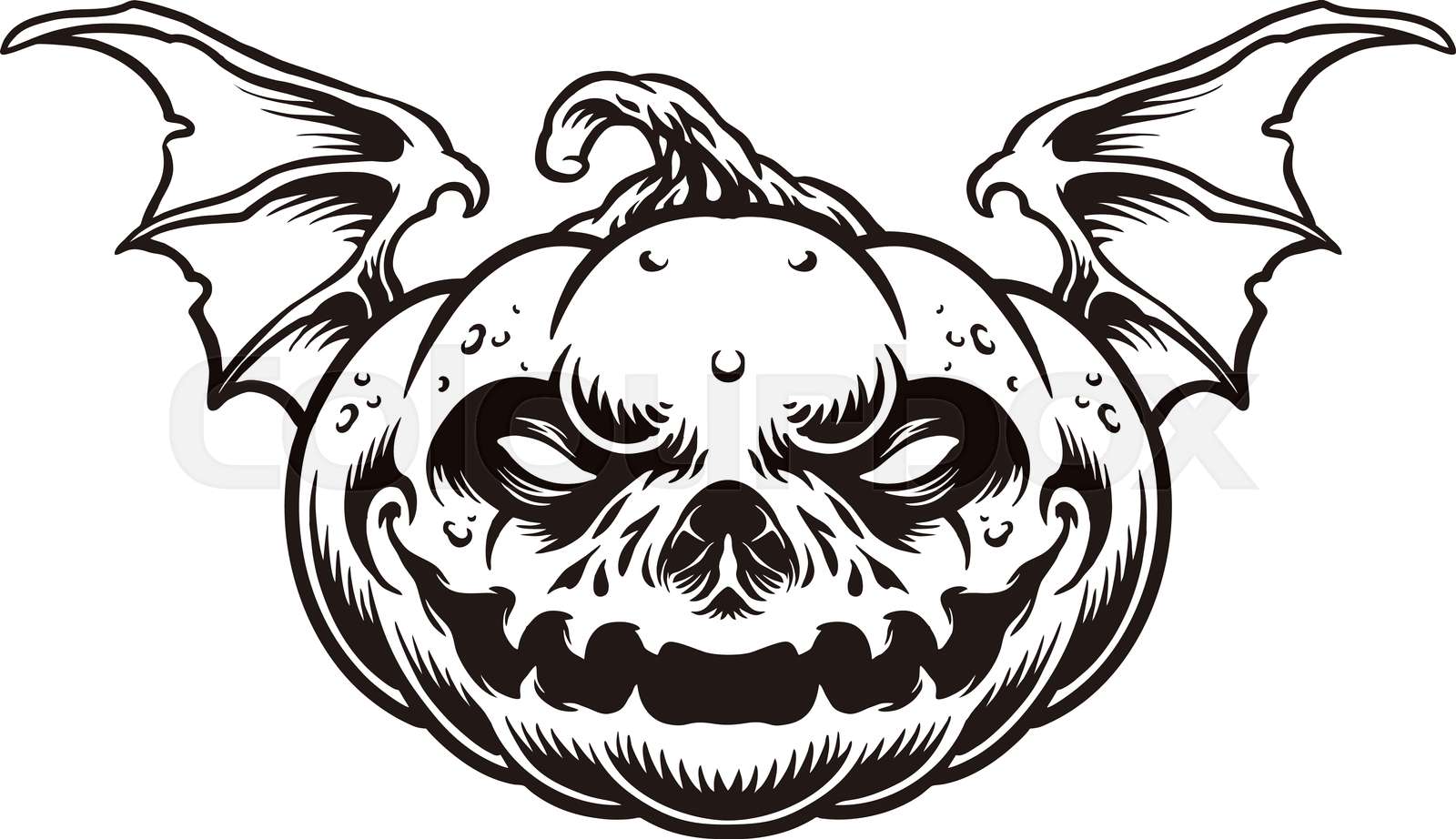 Halloween character the pumpkin head with bat wing | Stock vector ...