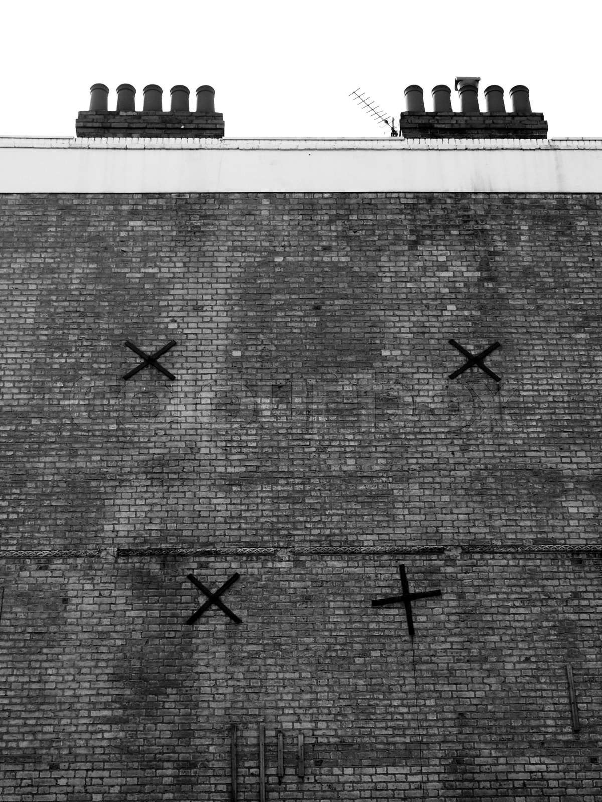 Massive firewall with chimney | Stock image | Colourbox