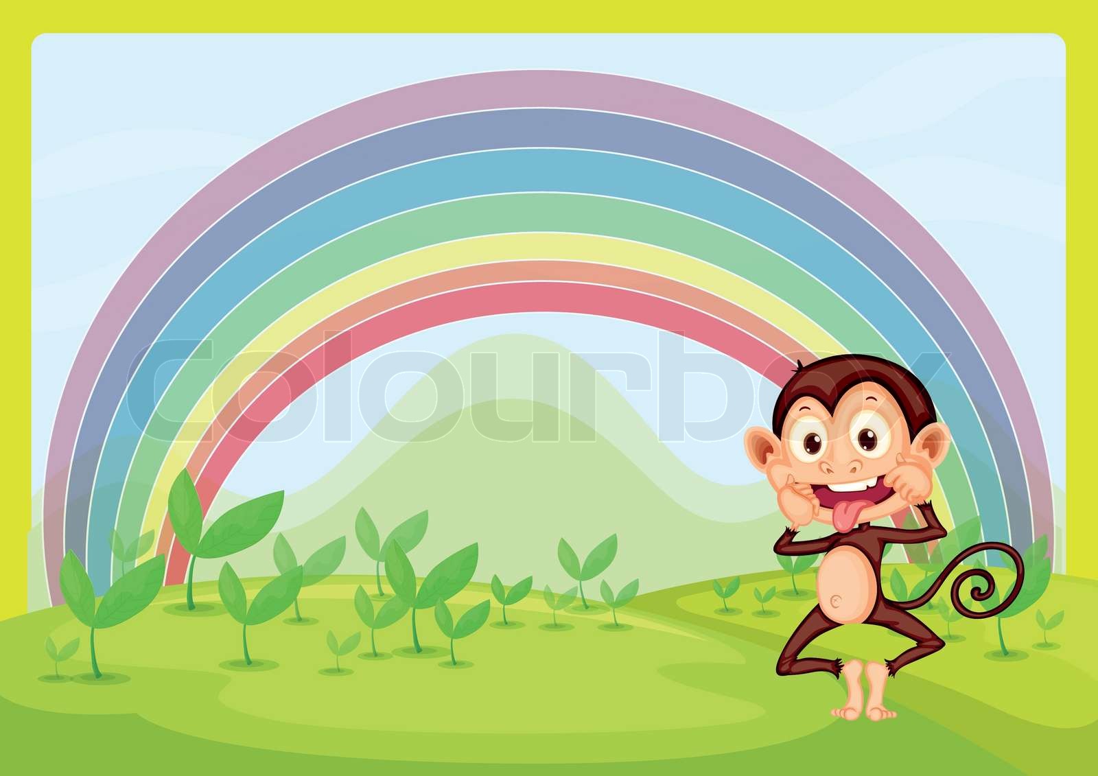 Monkey and rainbow | Stock vector | Colourbox