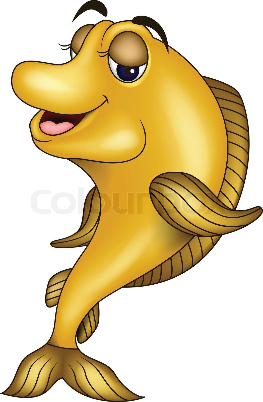 funny yellow fish cartoon | Stock vector | Colourbox