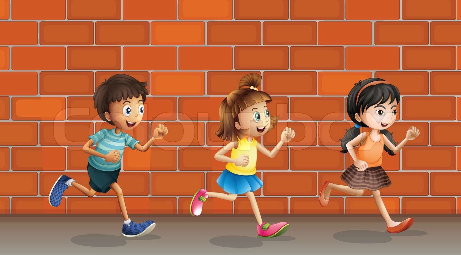 Kids and a wall | Stock vector | Colourbox