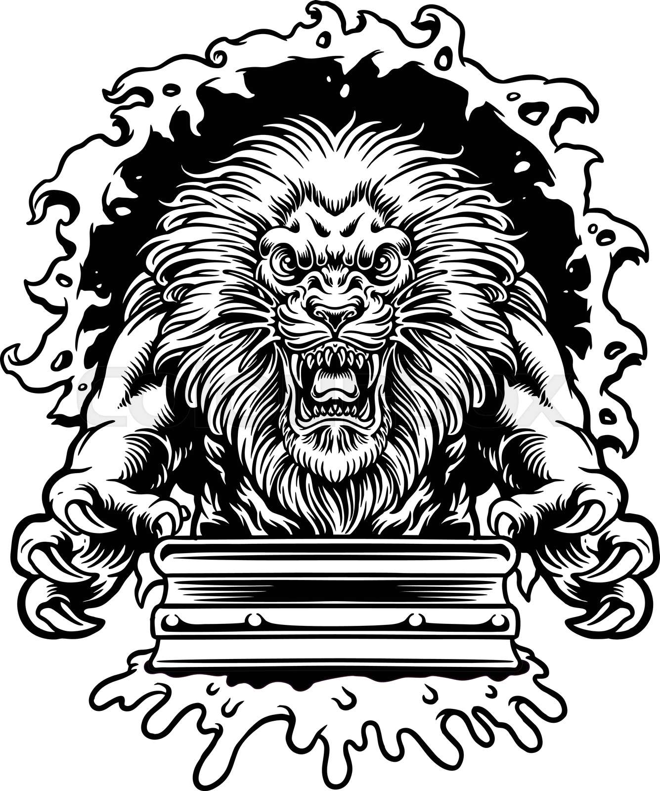Angry Lion Clipart Outline Stock Vector Colourbox