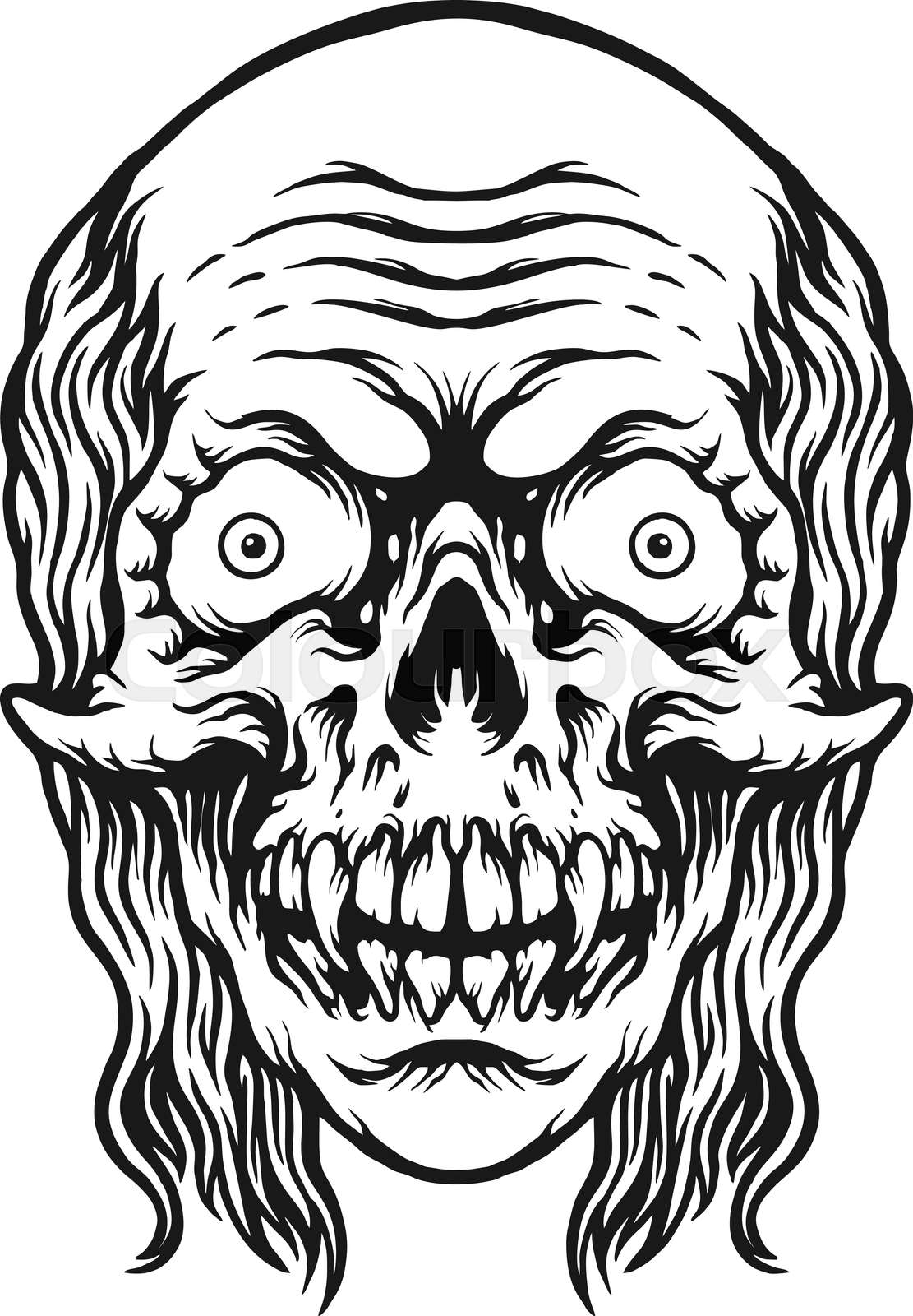 Scary Head Monster Skeleton Monochrome | Stock vector | Colourbox