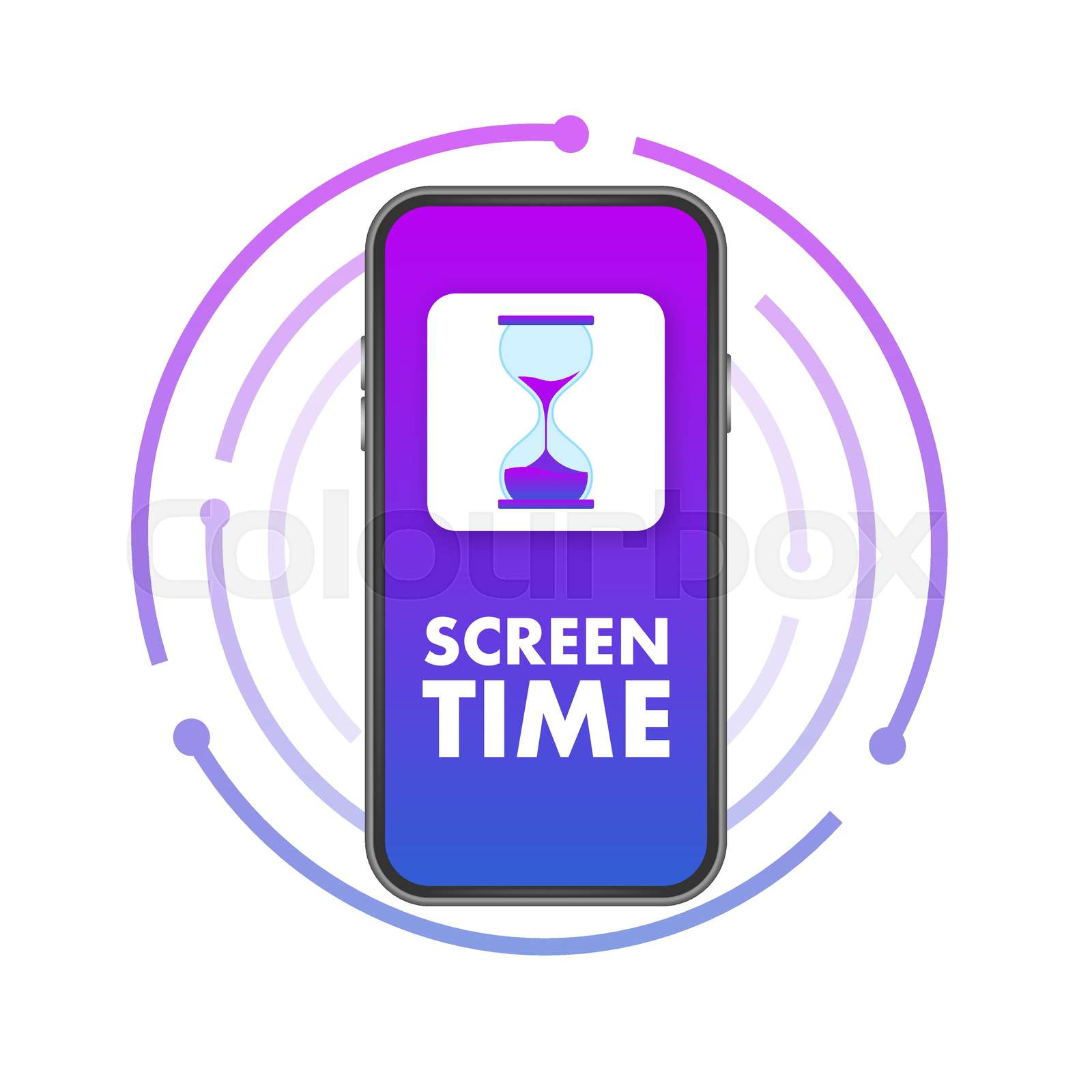 Screen time. Time control on smartphone. Vector stock illustration ...