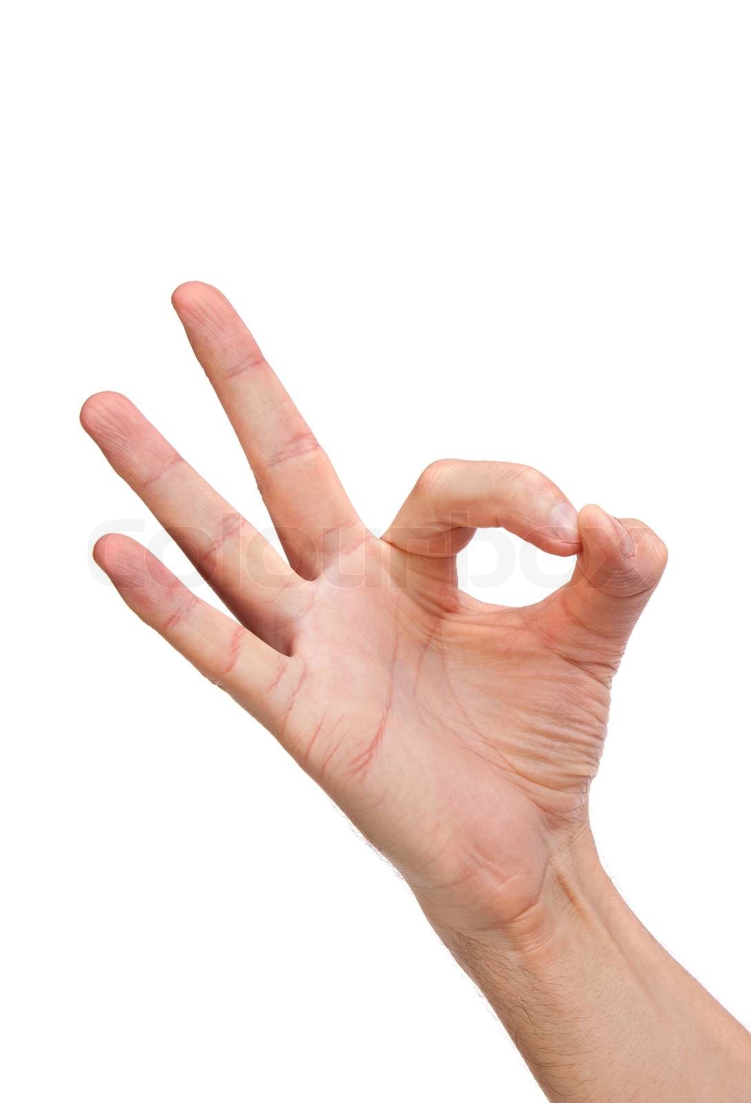 Handis viser OK tegn isoleret på hvidt | Stock foto | Colourbox