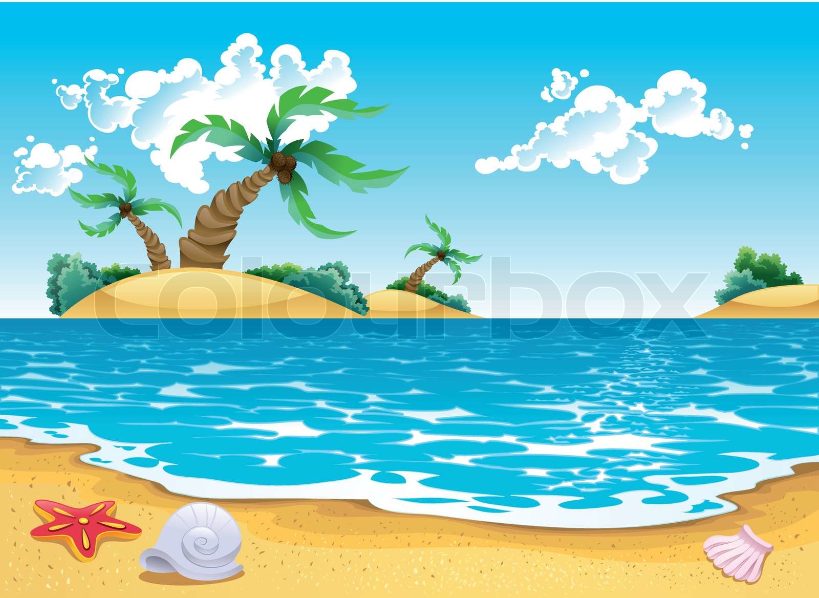 Cartoon Seenlandschaft. | Stock-Vektor | Colourbox
