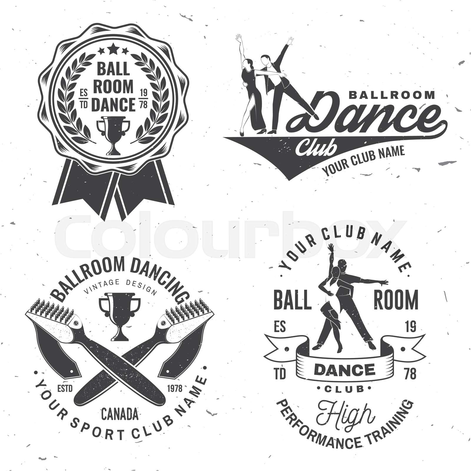 Set of Ballroom dance sport club logos, badges design. Concept for ...