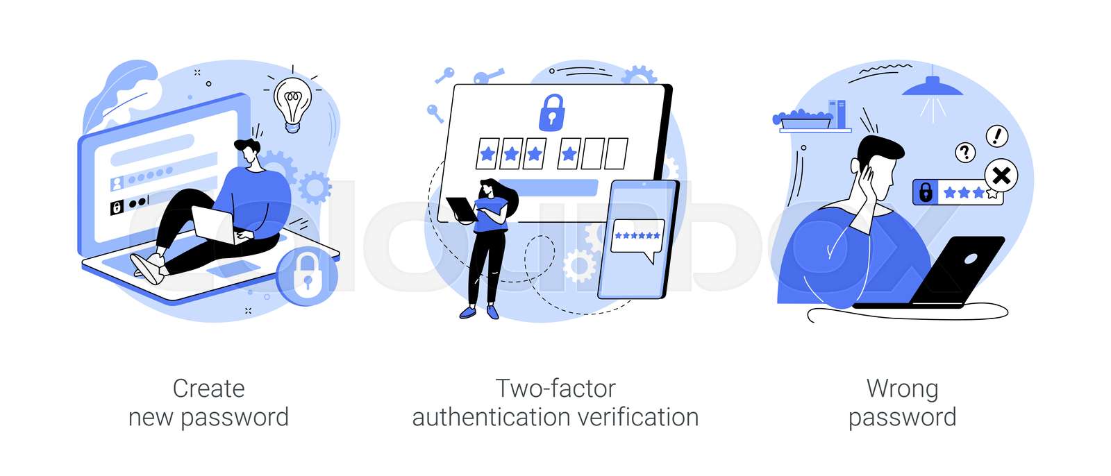 Password management isolated cartoon vector illustrations se | Stock ...