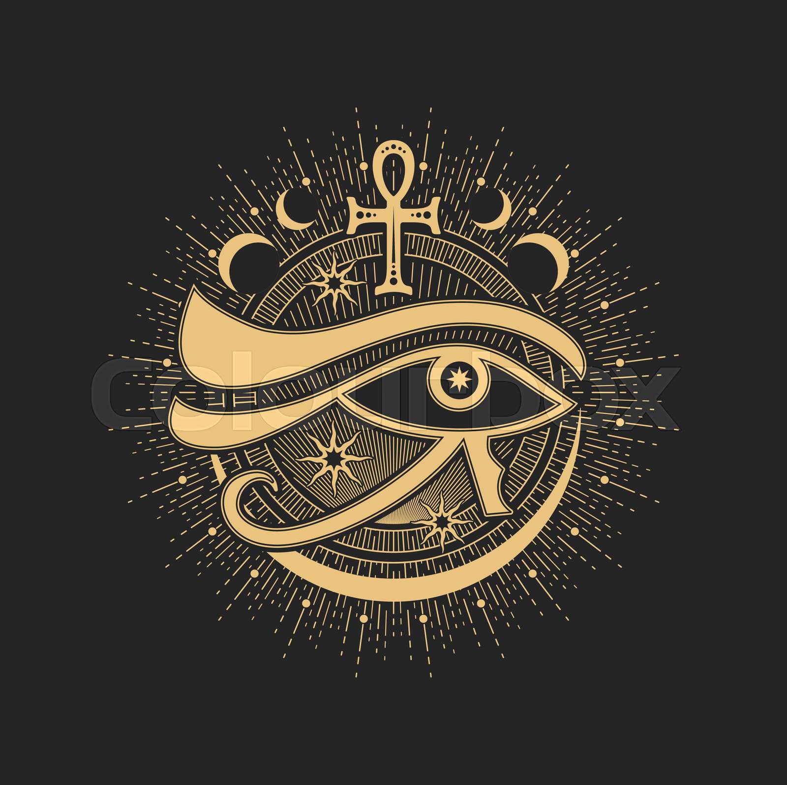 Mason sign, occult and esoteric symbol, Eye, Ankh | Stock vector ...