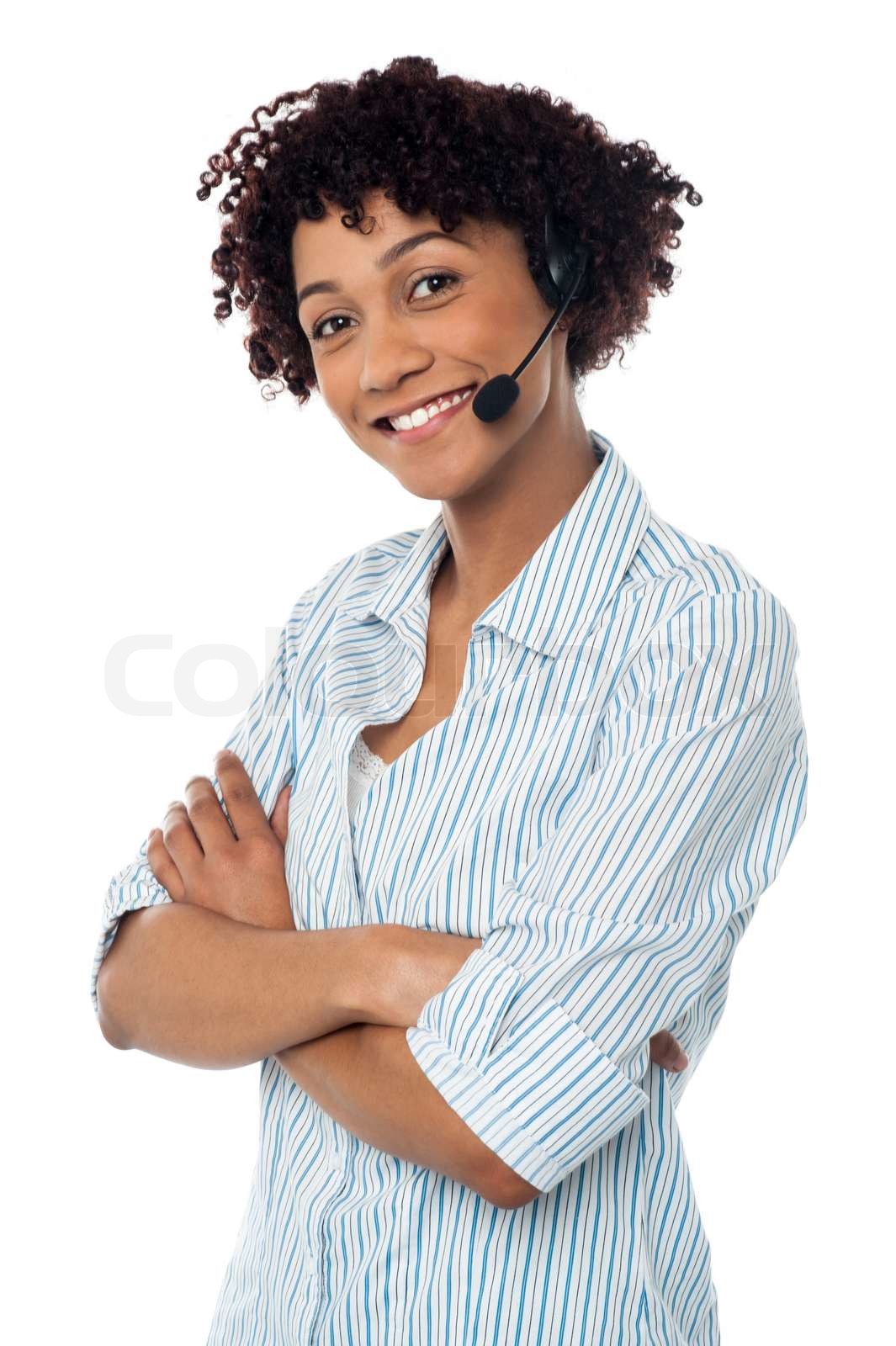 Confident smiling female telecaller | Stock image | Colourbox