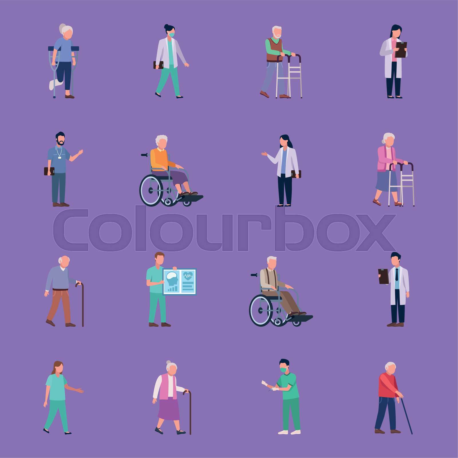 sixteen geriatrics doctors and olders | Stock vector | Colourbox