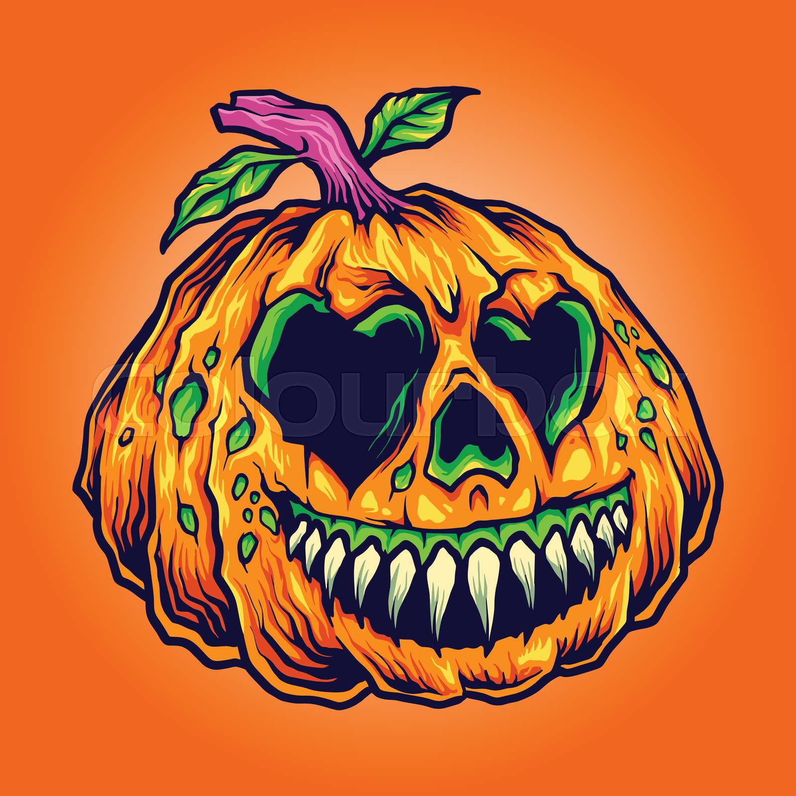 Evil smile pumpkins halloween illustration | Stock vector | Colourbox