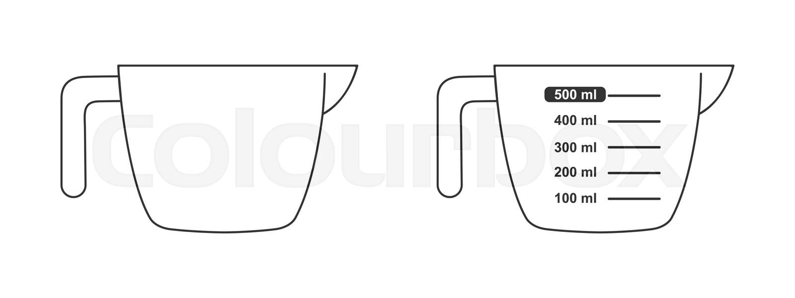 Measuring Cups Blank And With 500 Ml Volume Graphic Scale Half Liter