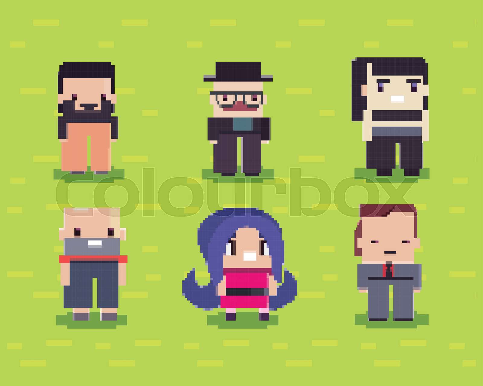 flat 8-bit people community | Stock vector | Colourbox