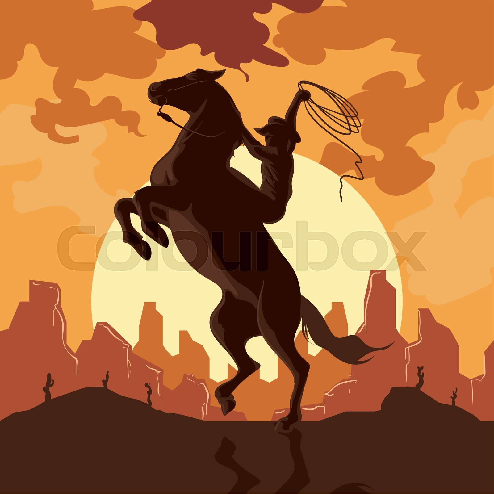 cowboy in horse | Stock vector | Colourbox