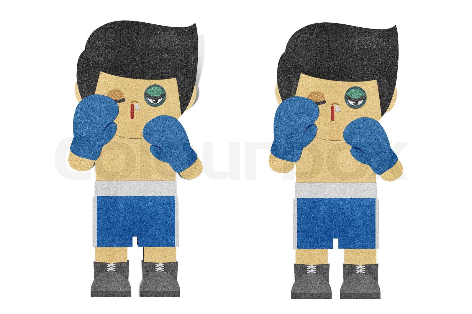 Paper boymuay thai kick Boxerrecycled papercraft | Stock image | Colourbox