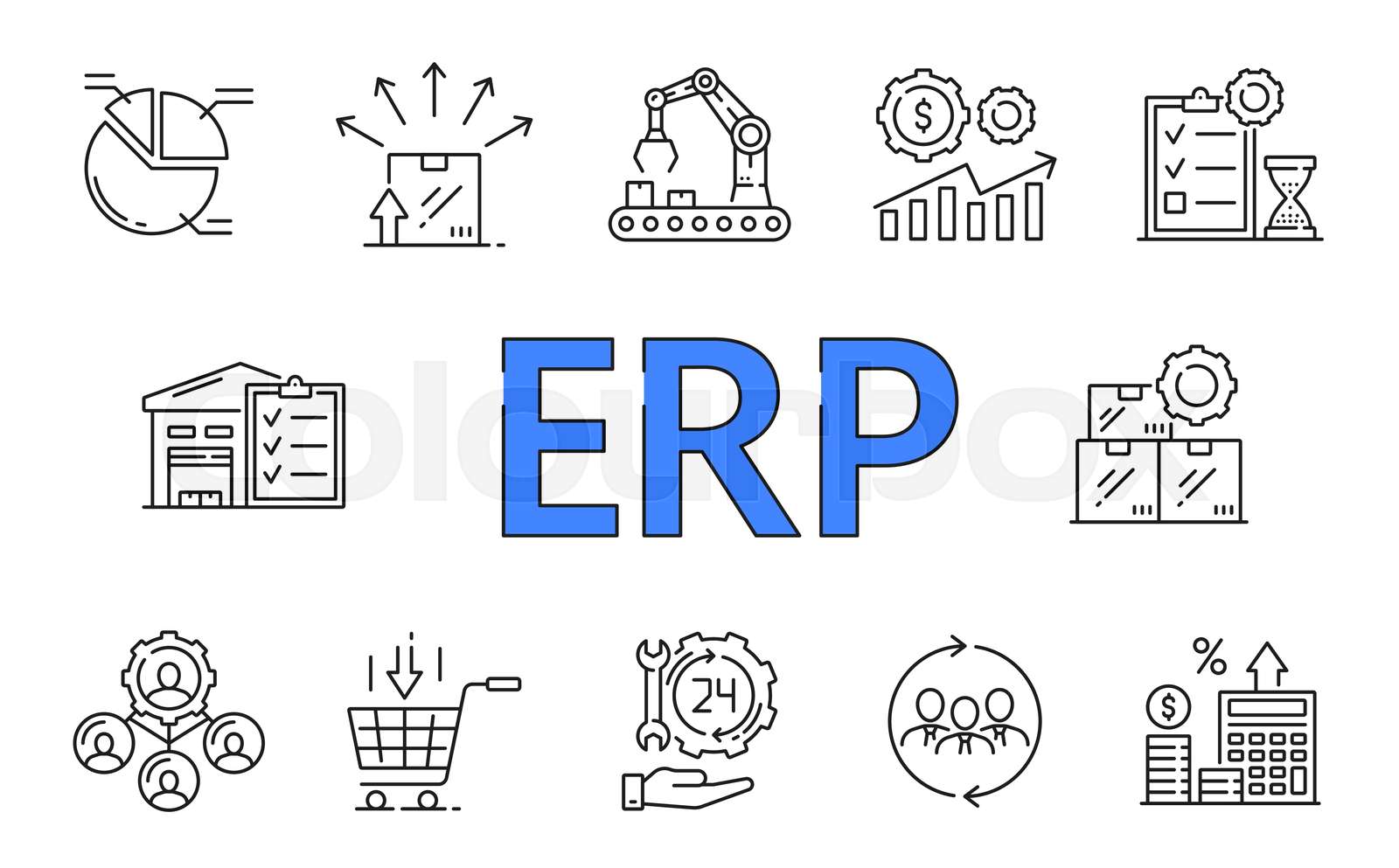 Erp icon, enterprise resource planning infographic | Stock vector | Colourbox