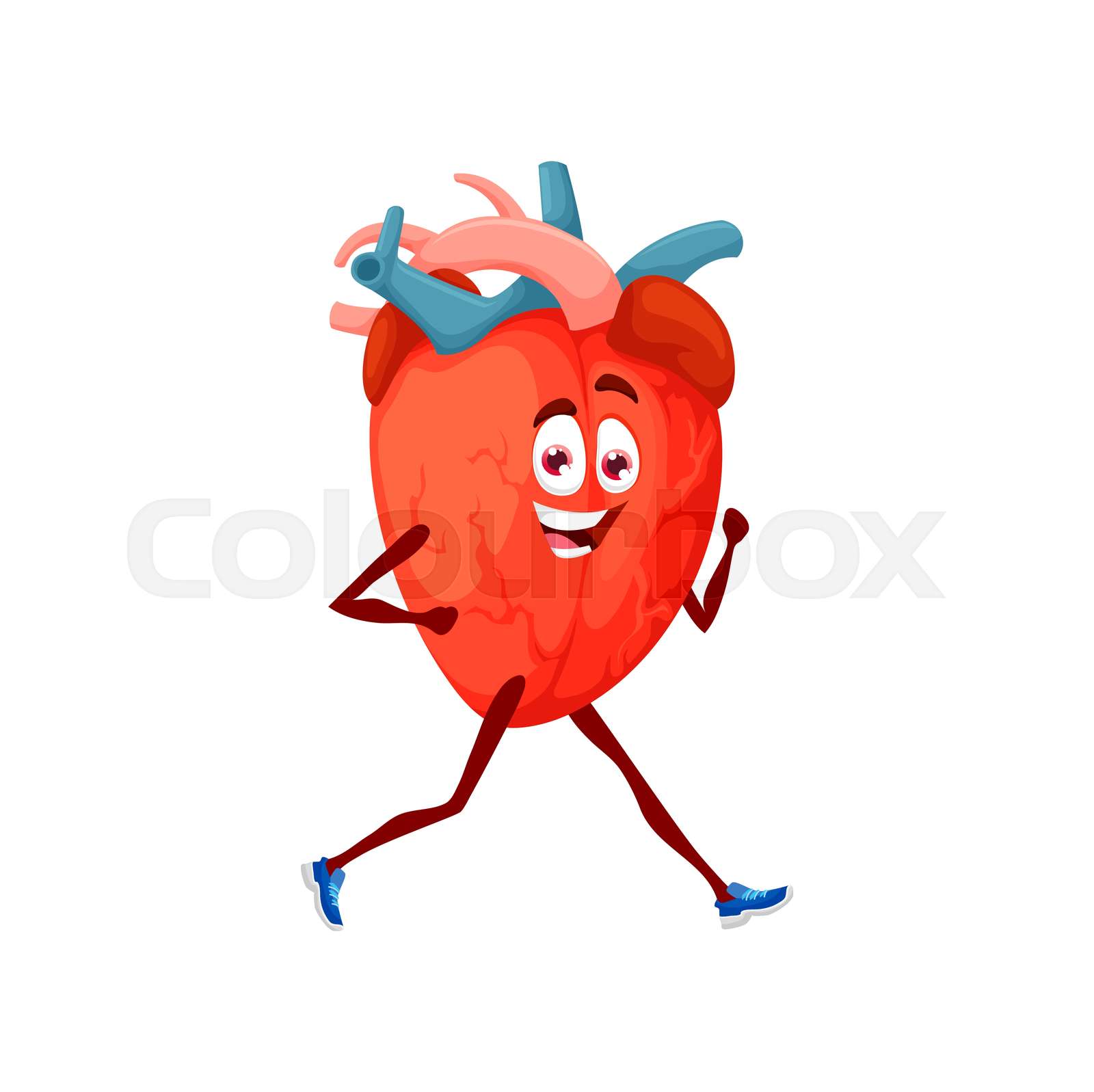 Cartoon running heart character jogging sport | Stock vector | Colourbox
