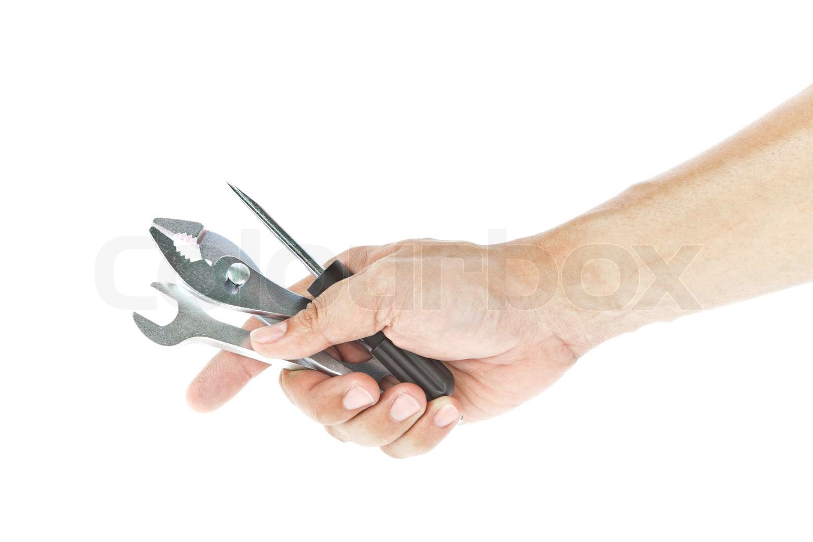 Menschliche Hand geben Werkzeuge gesetzt | Stock Bild | Colourbox