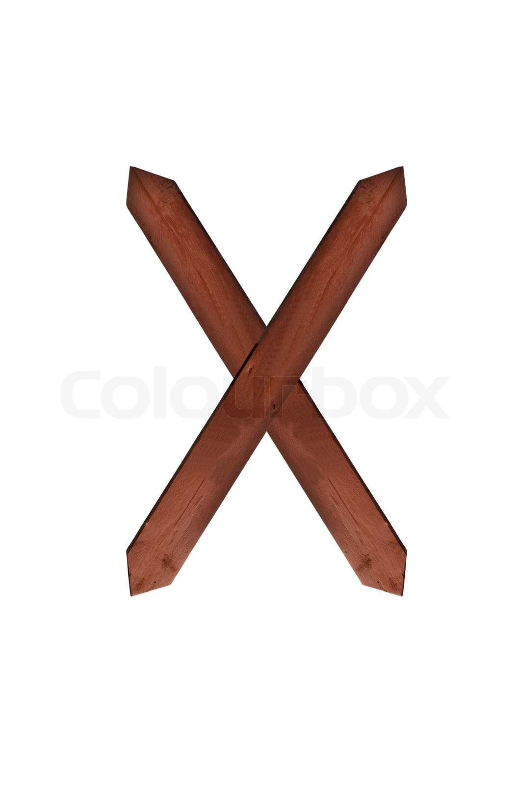 Wooden sign X alphabet character isolated. | Stock image | Colourbox