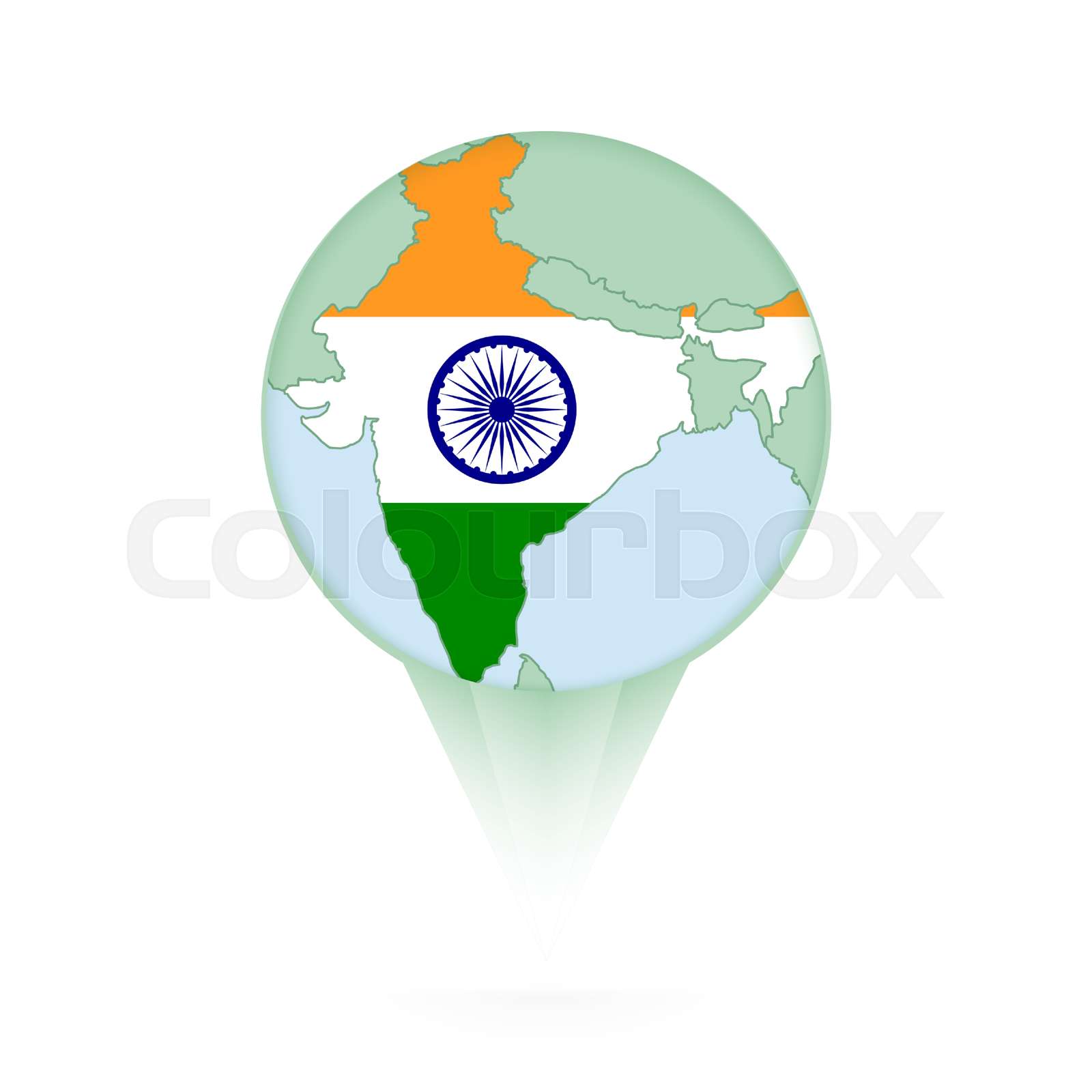 India map, stylish location icon with India map and flag. | Stock ...