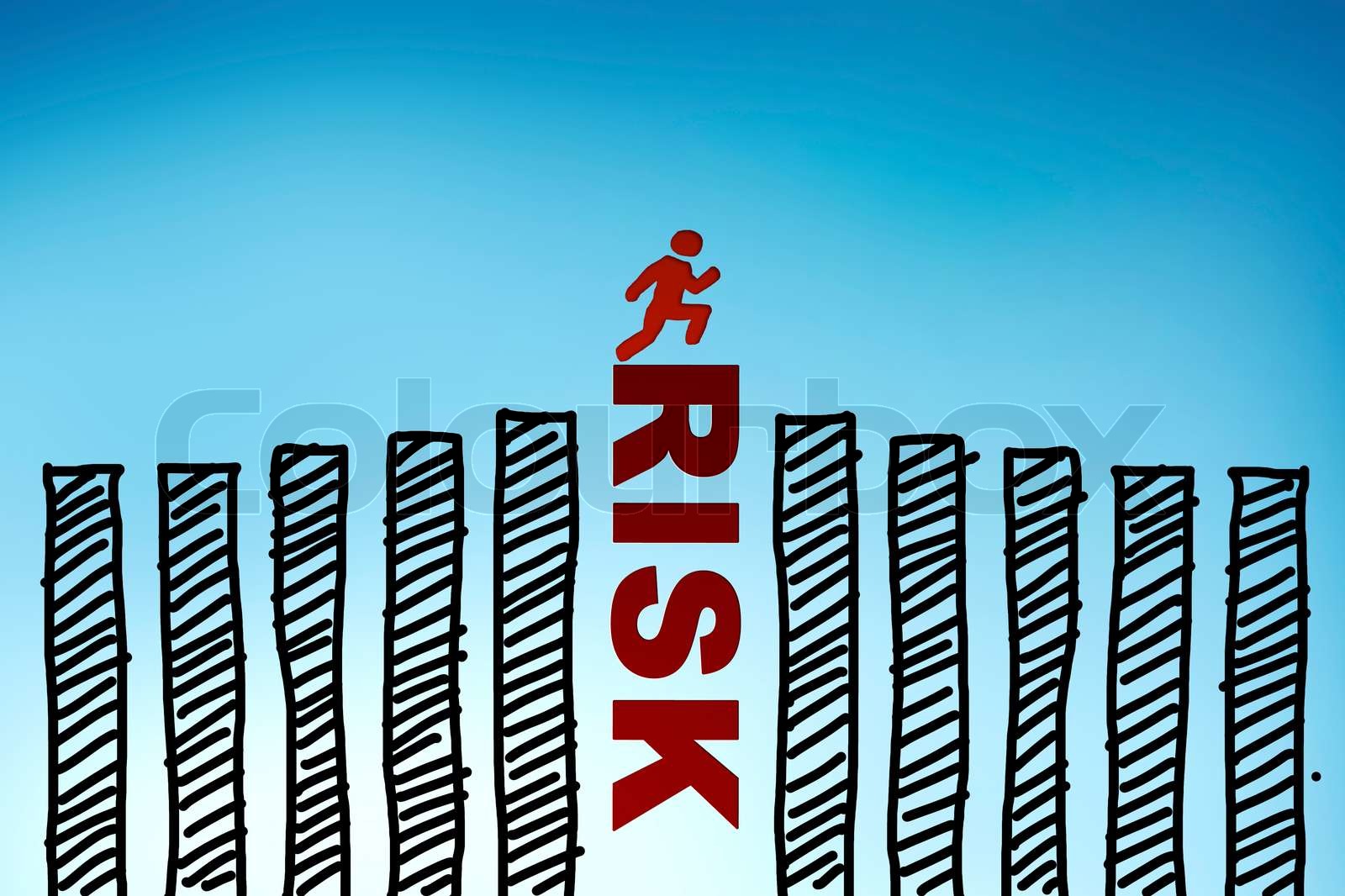 Man jump over the risk | Stock image | Colourbox