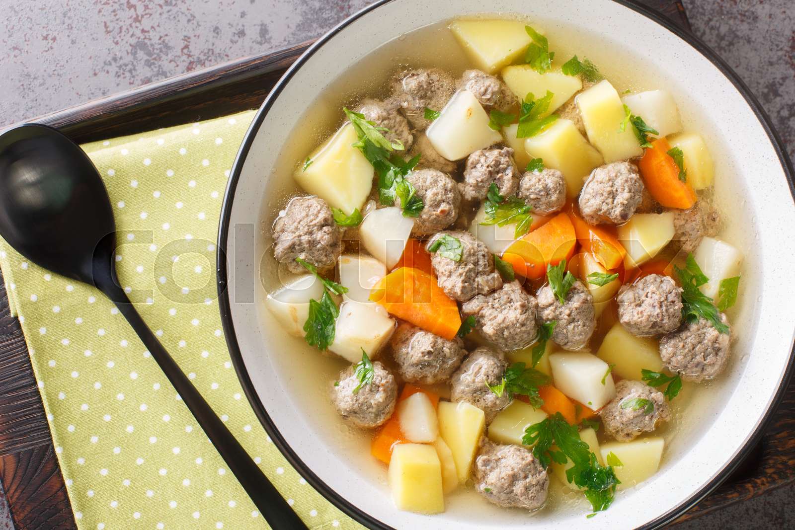 Satisfying sodd is Norway national dish which usually consists of mutton, meatballs, carrots ...