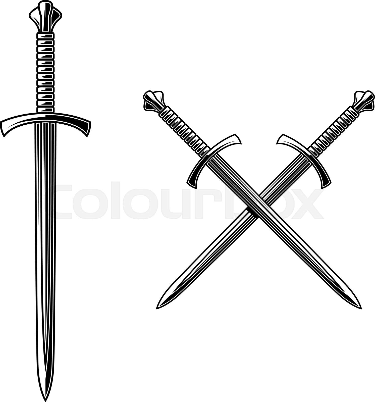 Illustration of crossed daggers in engraving style. Design element for ...