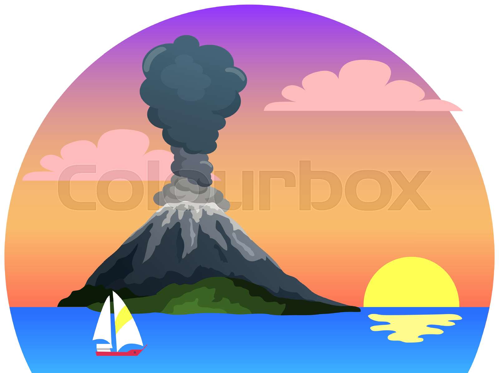 vulkan, berg, landschaft | Stock-Vektor | Colourbox