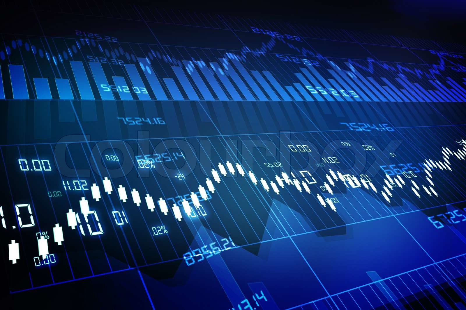 Stock Market Chart on Blue Background | Stock image | Colourbox