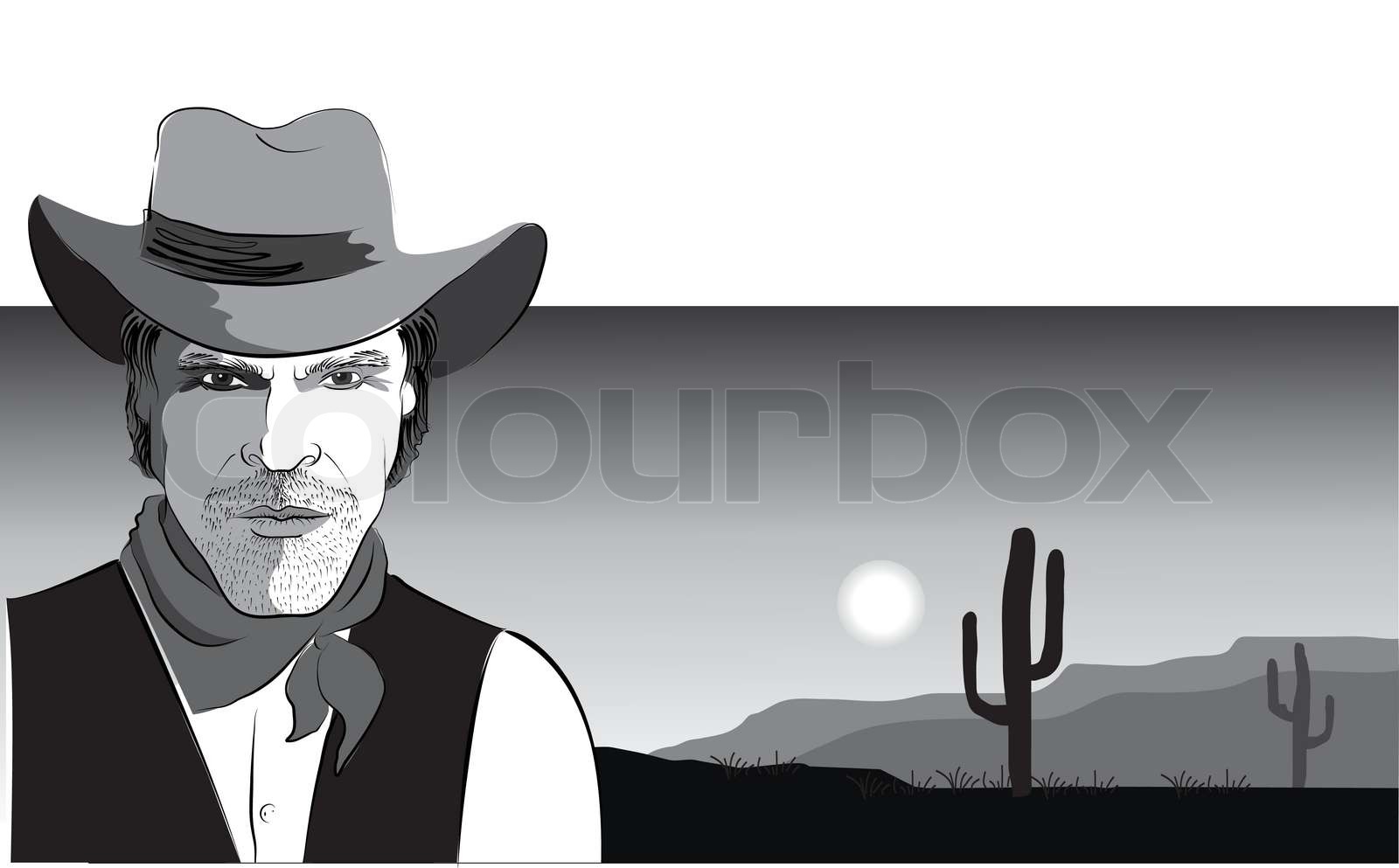 Portrait of cowboy man | Stock vector | Colourbox