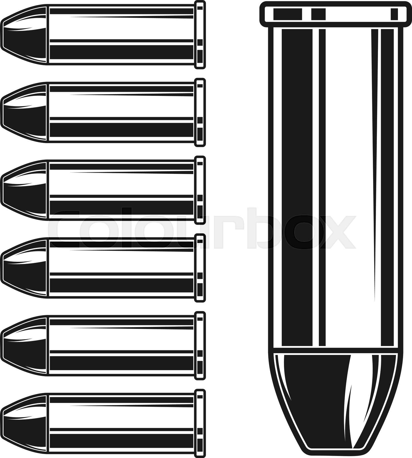 Illustration of ammunition and bullets isolated on white background ...