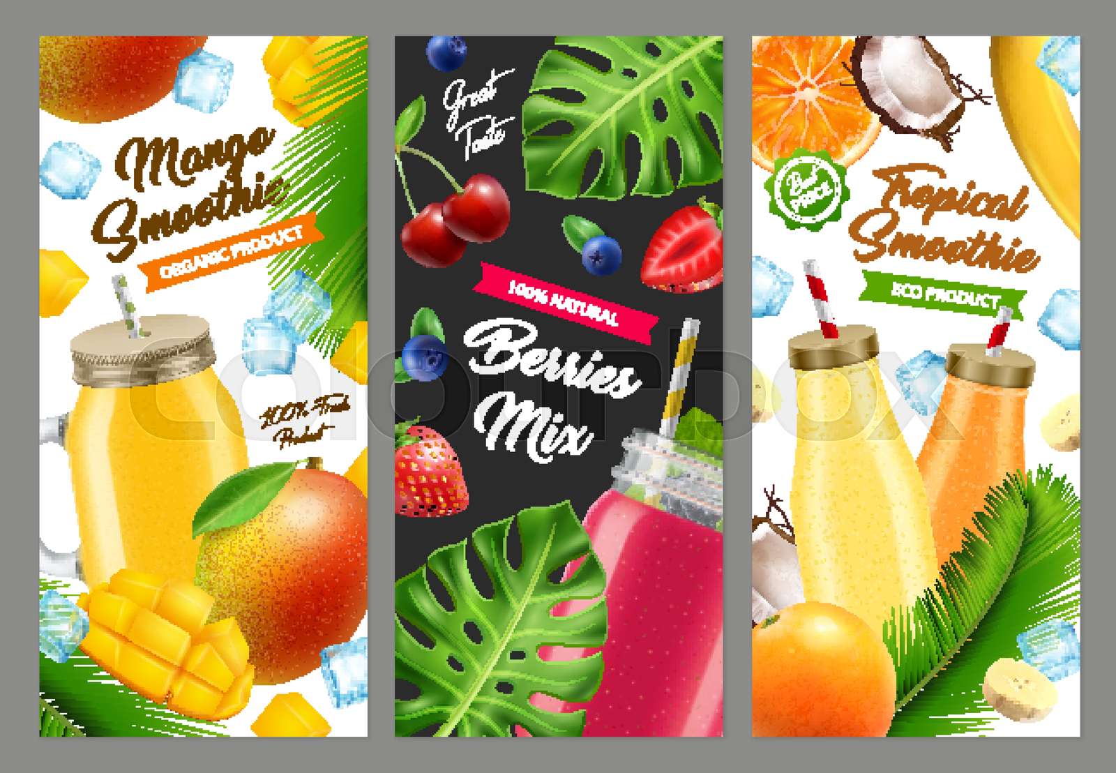 Smoothie Vertical Banners Collection | Stock vector | Colourbox