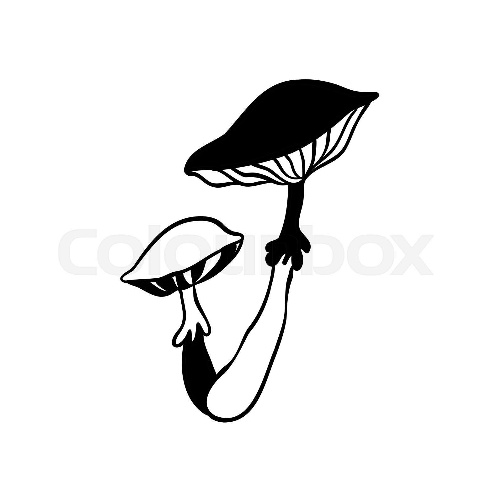 Magic mushrooms. Psychedelic hallucination. Outline vector illustration ...