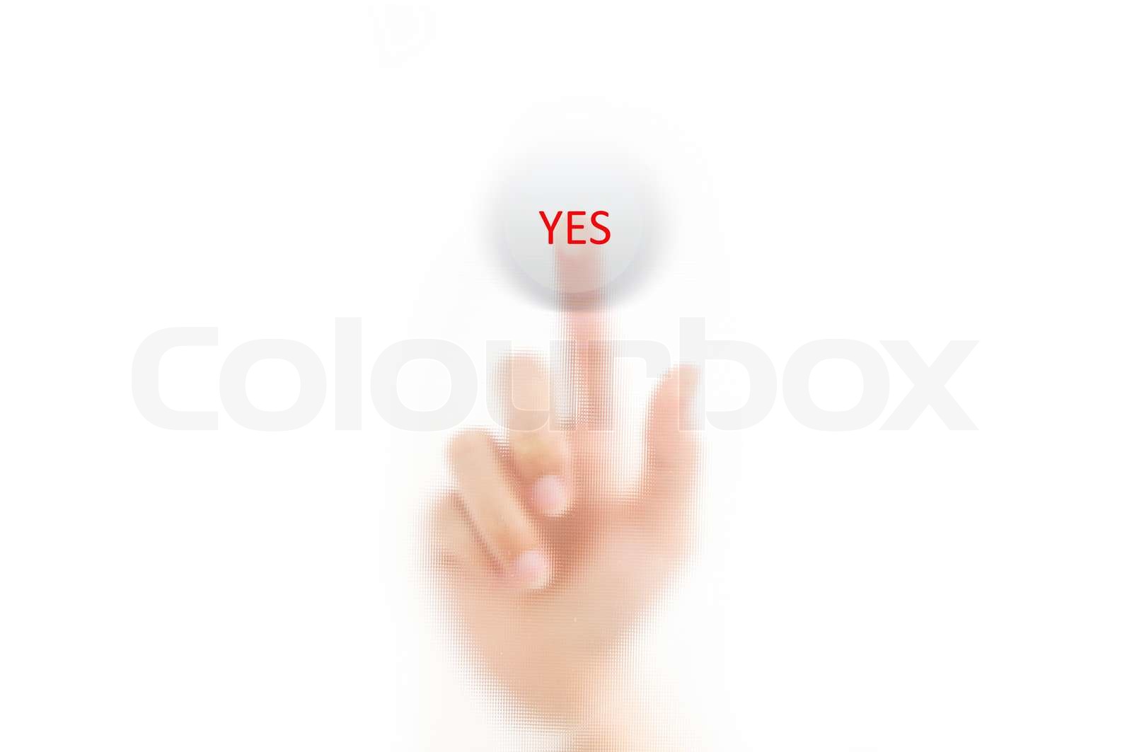 man finger pressing a touchscreen YES button | Stock image | Colourbox