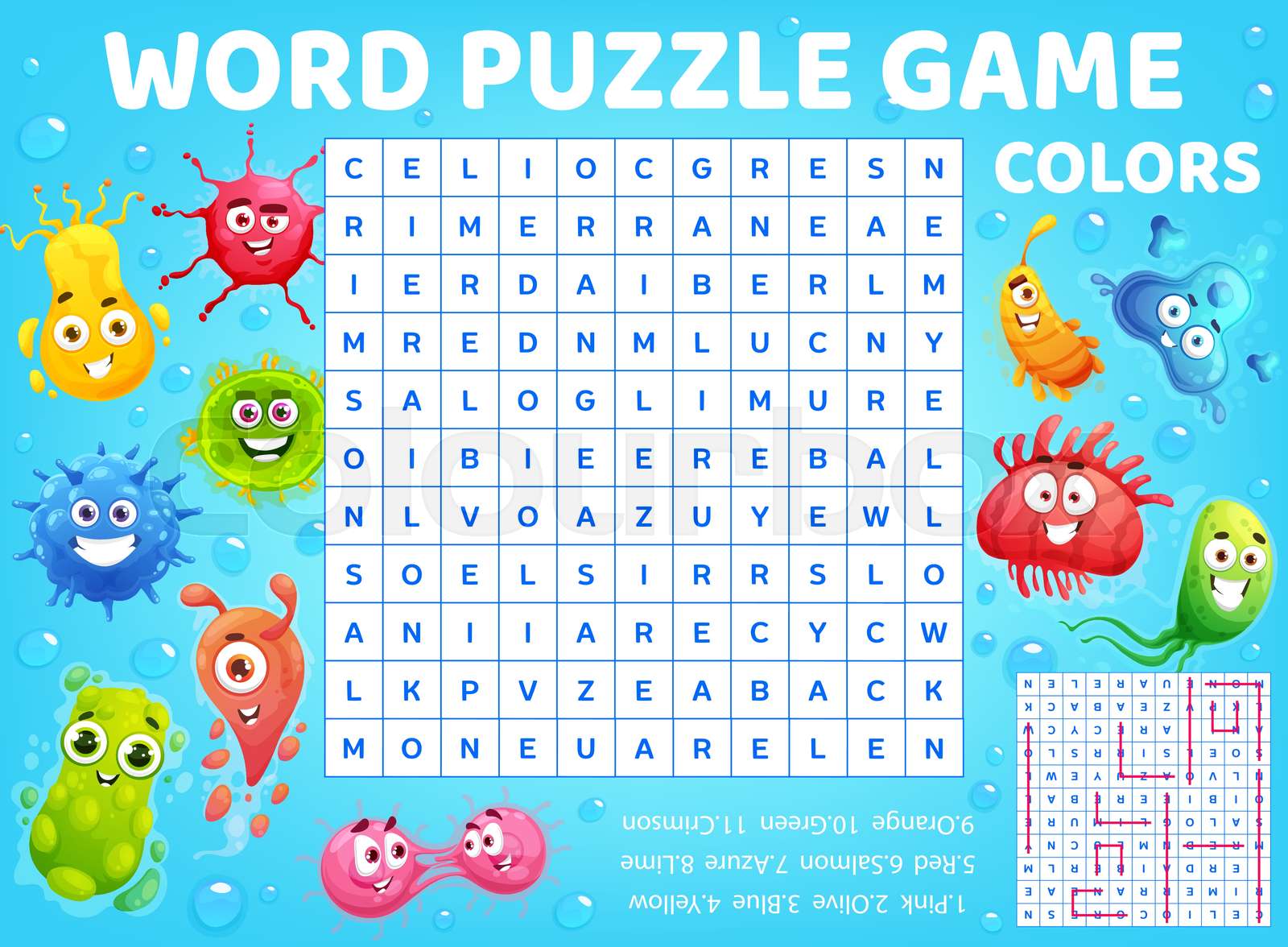 Cartoon viruses, microbe germs, word search puzzle | Stock vector ...