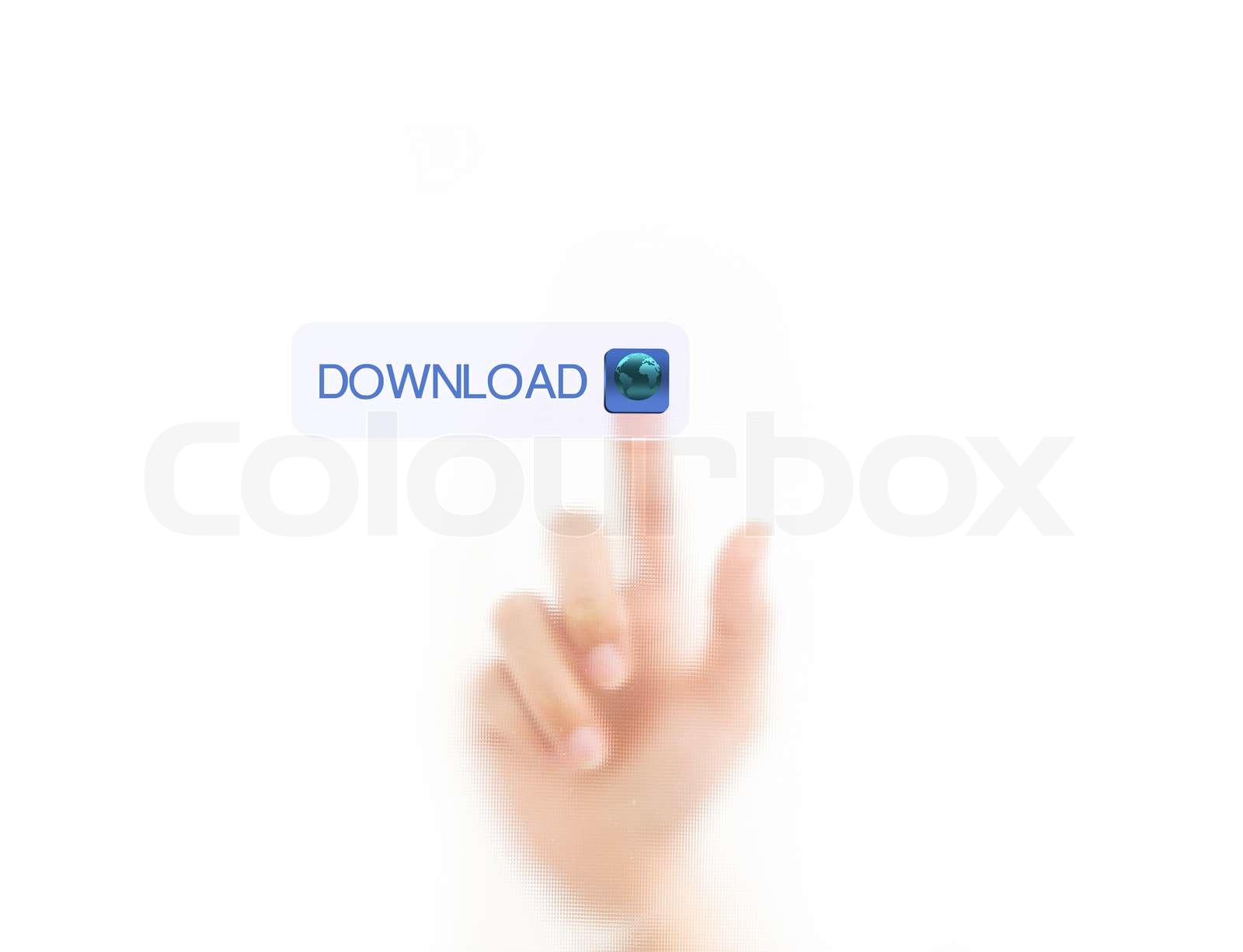 mand finger trykke på en play knap , isoleret på en hvid baggrund ...