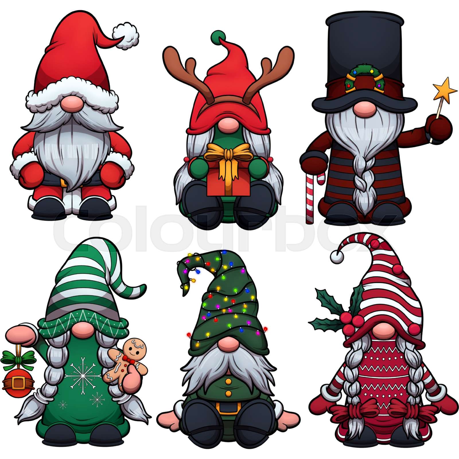 Christmas Gnomes. Vector clip art illustration with simple gradients ...