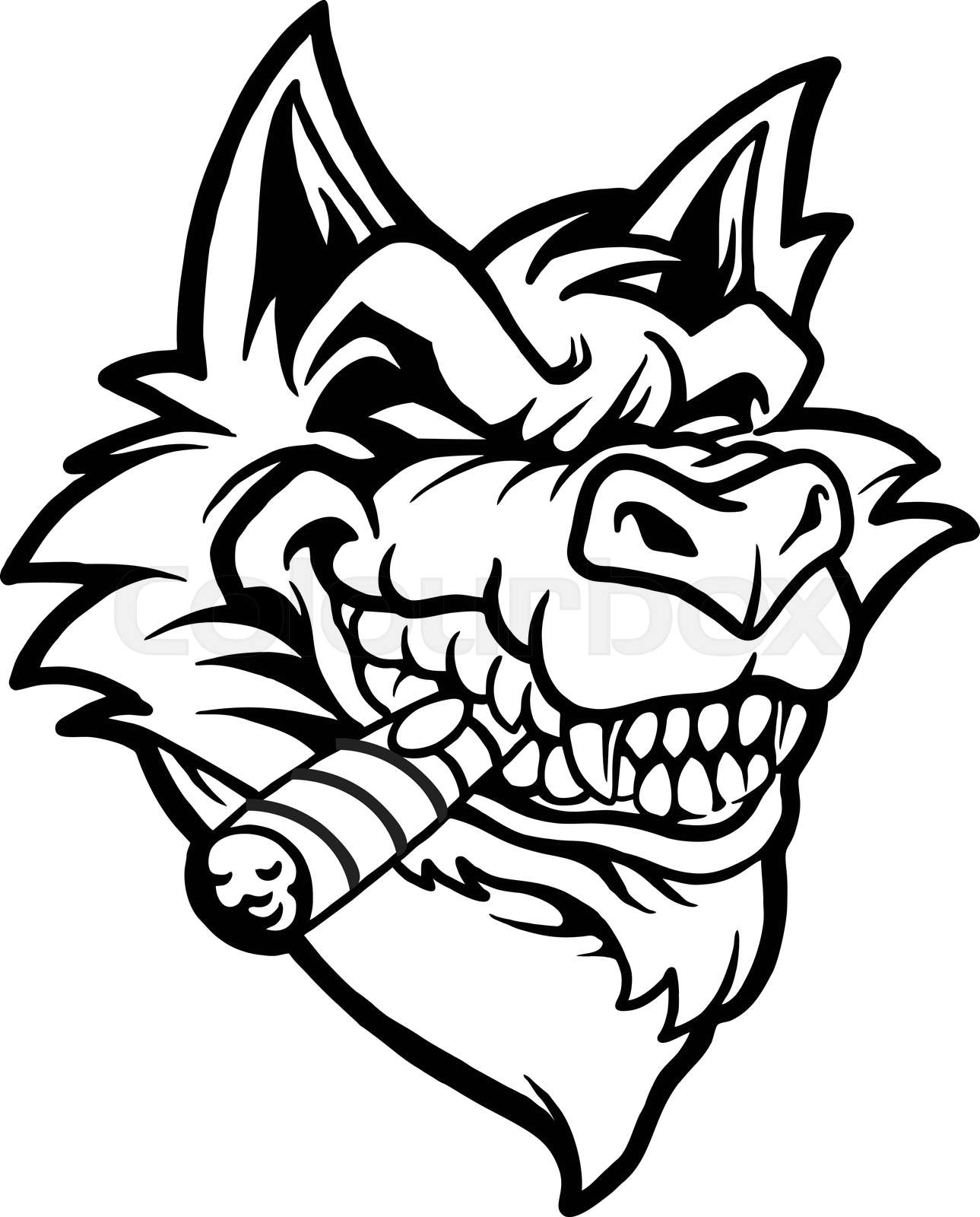 Smoking Wolf Head Mascot Silhouette | Stock vector | Colourbox