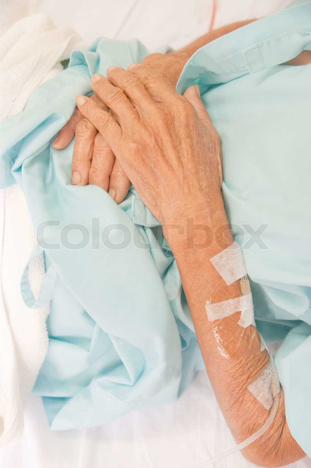 Arm of a female patient in the hospital with an IV drip | Stock image ...