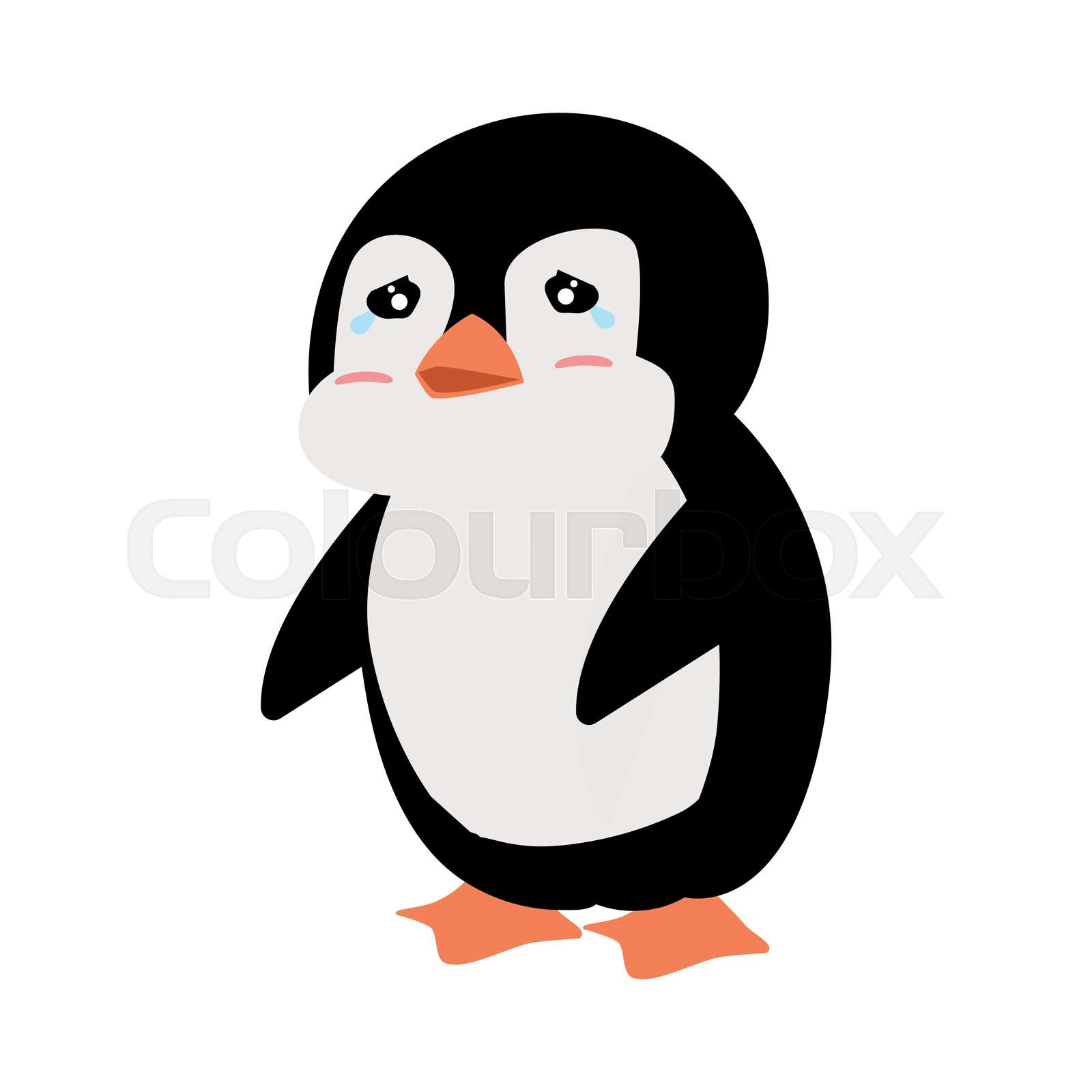 Penguin bird crying cartoon vector | Stock vector | Colourbox