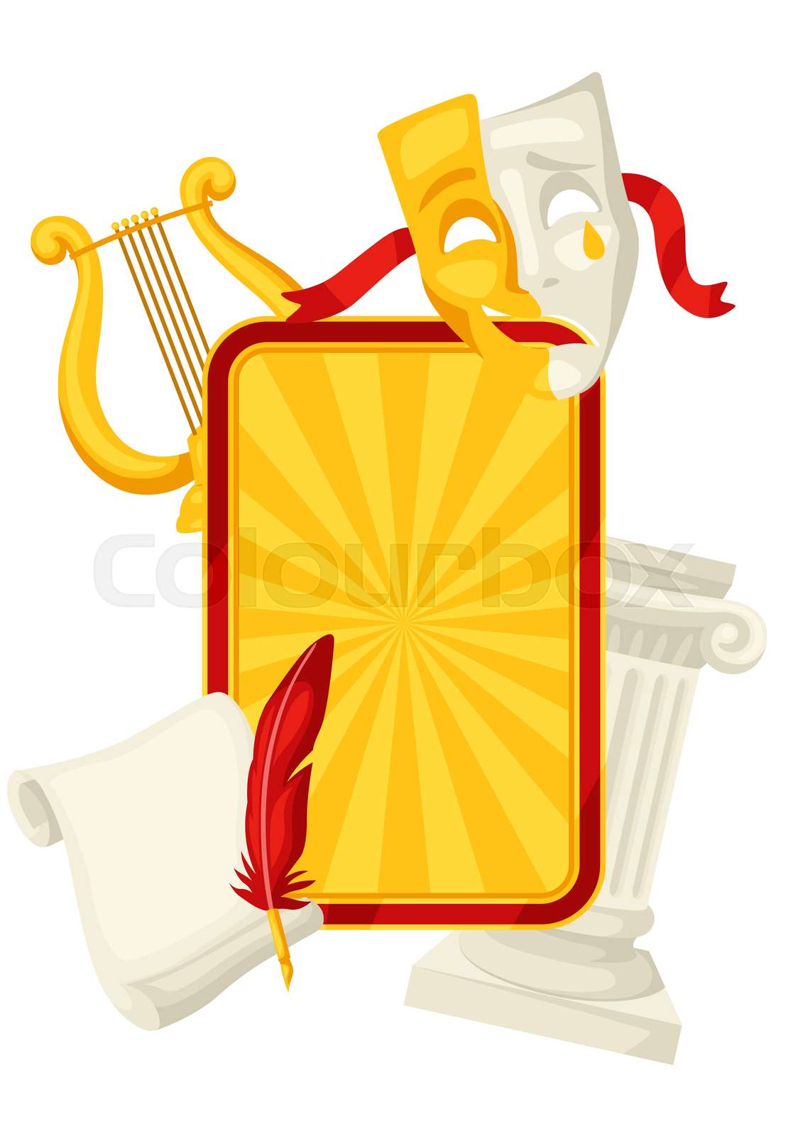 Background with traditional theatre symbols. Illustration for ...