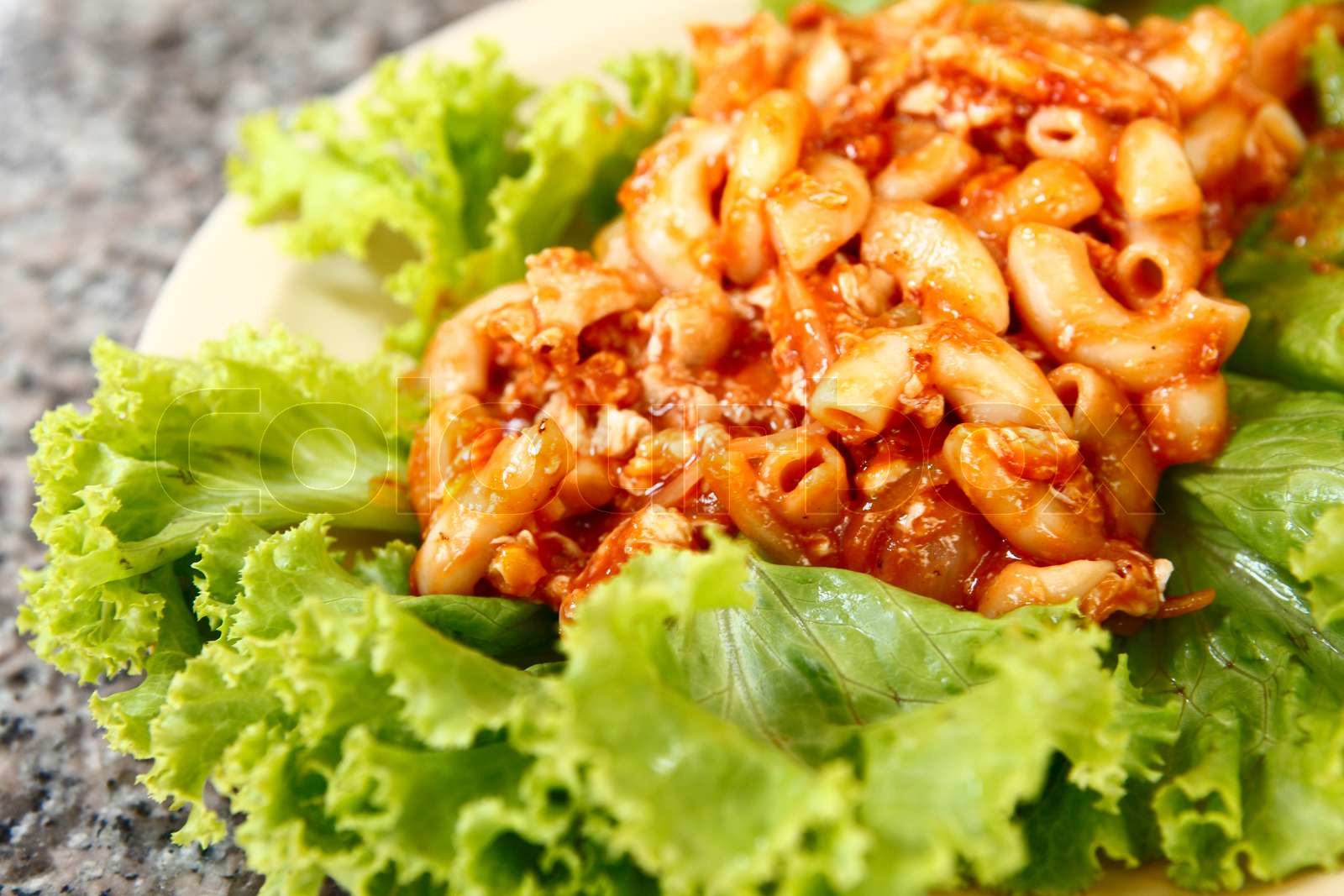 Spaghetti on Lettuce | Stock image | Colourbox