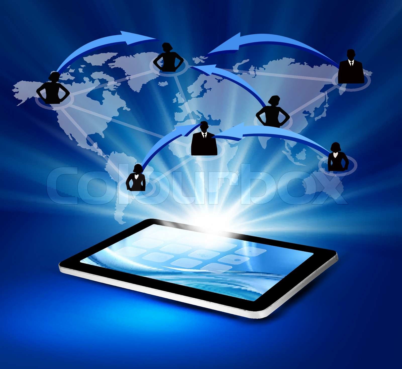 Modern communication technology illustration with tablet.Vector | Stock ...