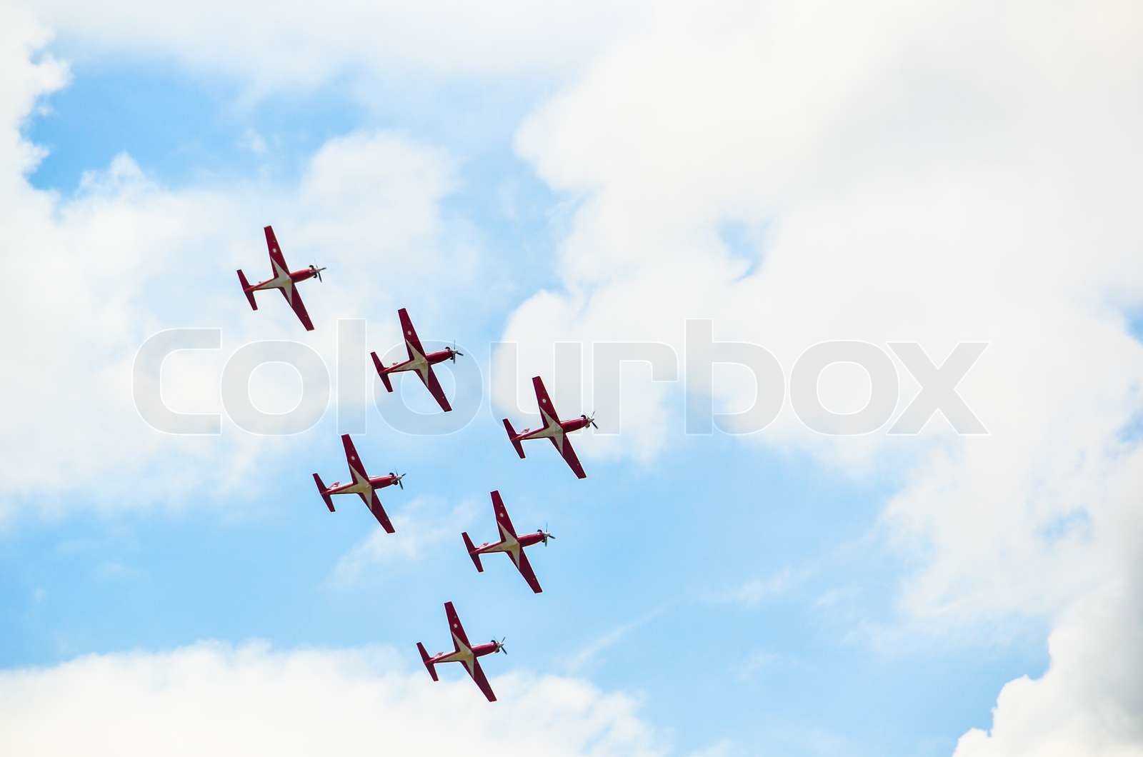 Six airplanes in formation on airshow | Stock image | Colourbox
