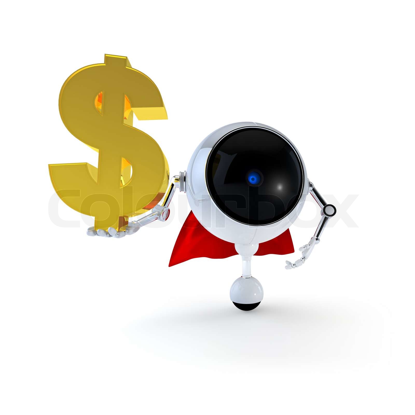 Robot Hold Money Sign in Hand. Dollar Sign | Stock image | Colourbox