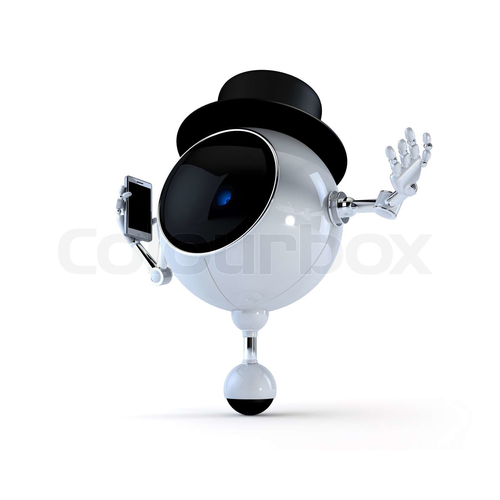 Robot on Phone and Talking | Stock image | Colourbox