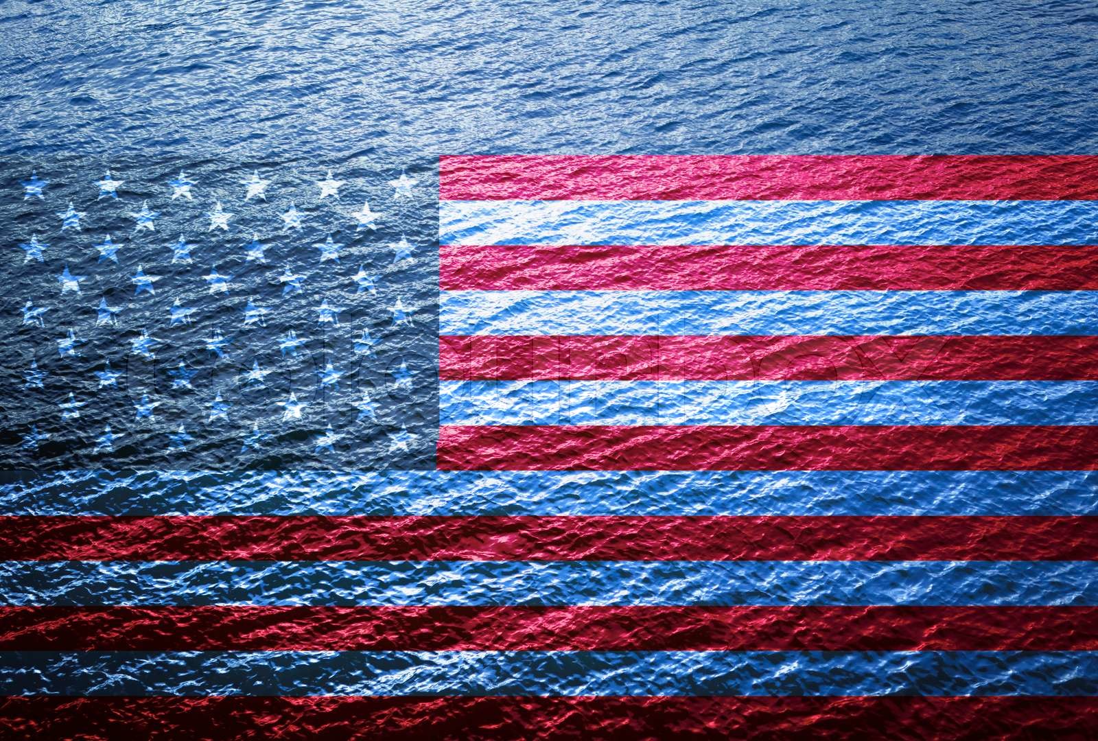 Blue Wide Water Floating US Flag | Stock image | Colourbox